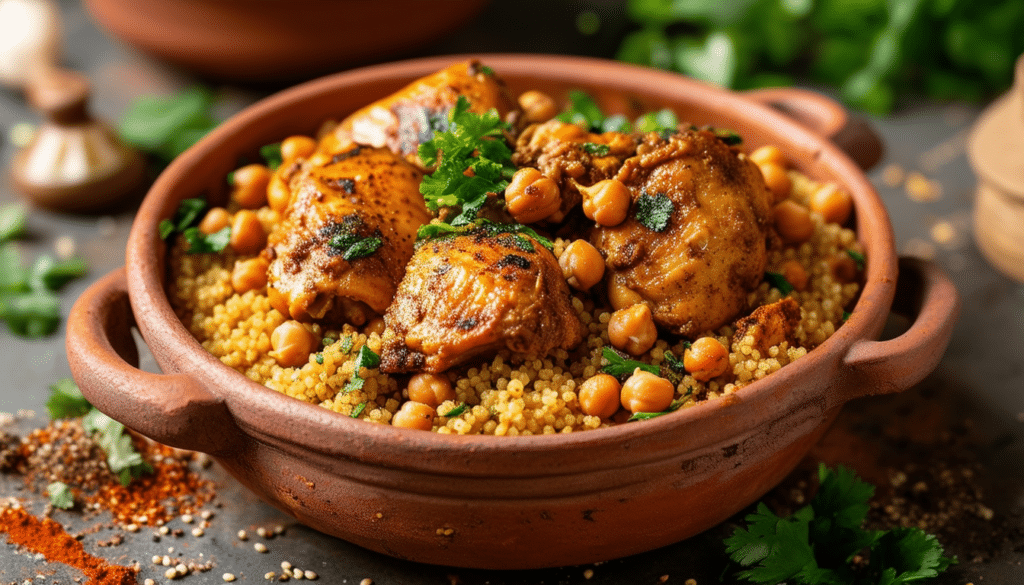 Easy One-Pot Moroccan Chicken Recipe with Chickpeas & Couscous