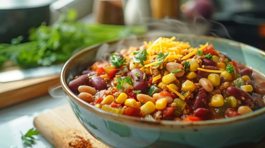 Hearty One-Pot Vegetarian Chili Recipe with Beans and Spices