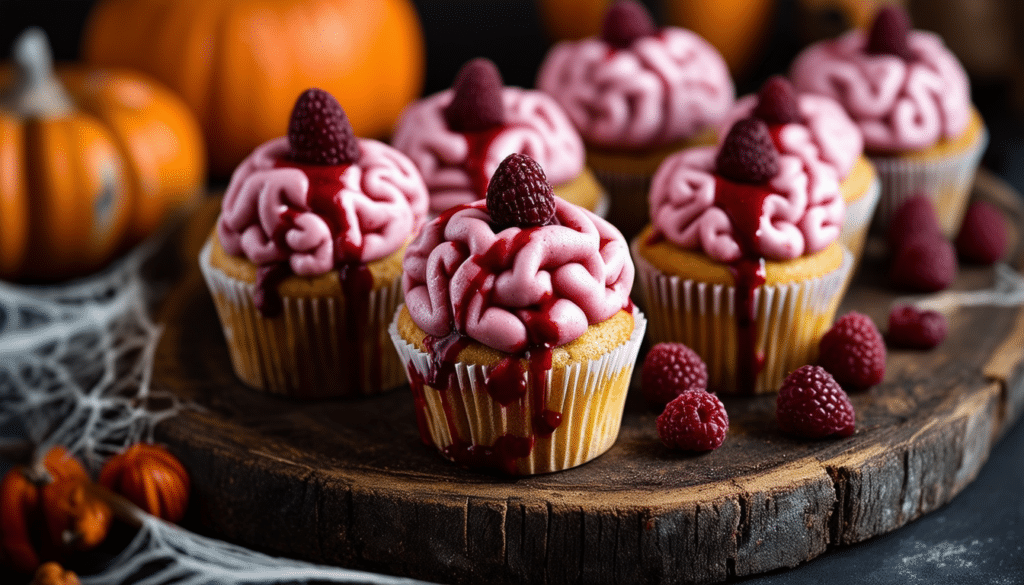 Spooky Zombie Brain Cupcakes Recipe for Halloween Parties